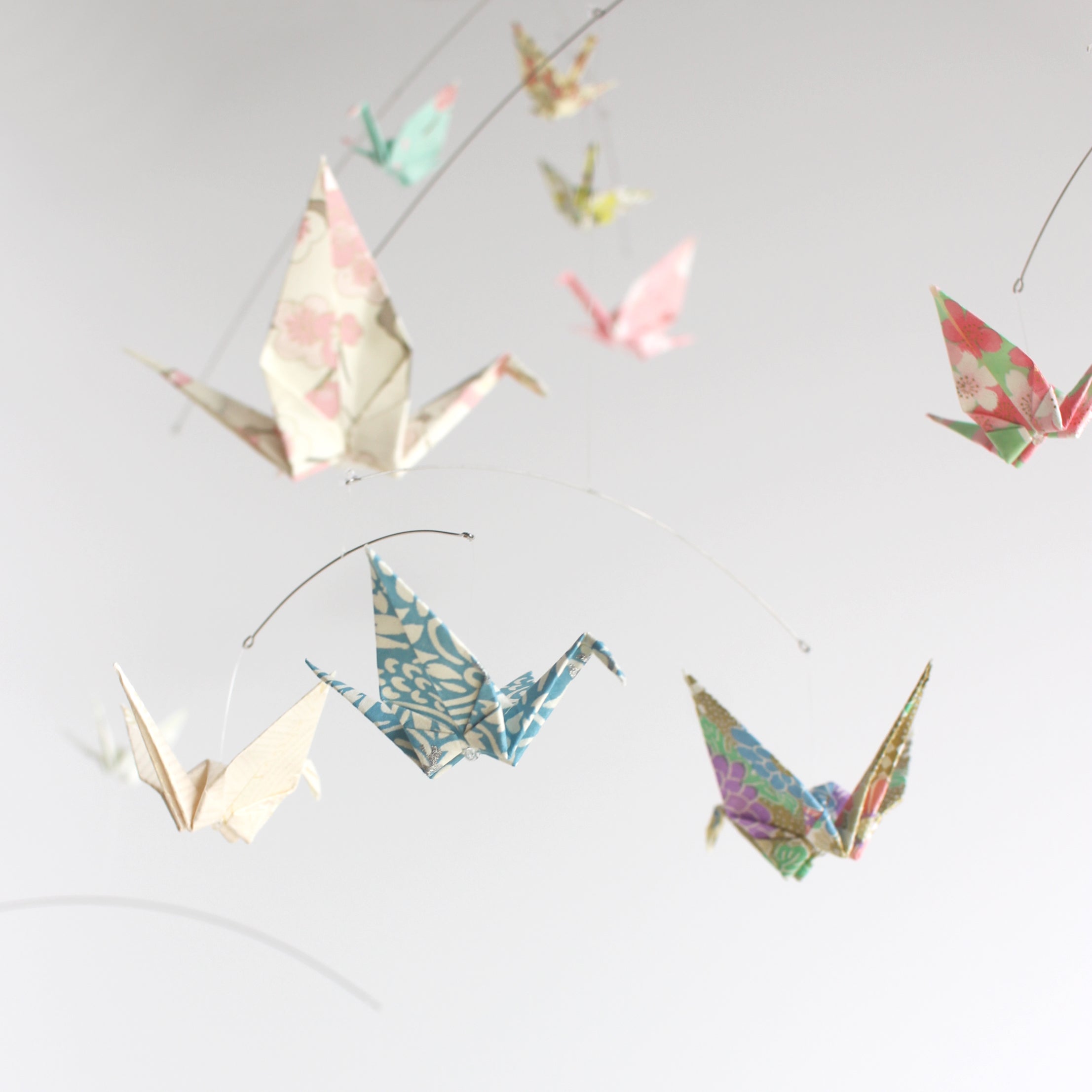 Origami Paper Crane Mobile with Handmade Paper – The Timeless Crane